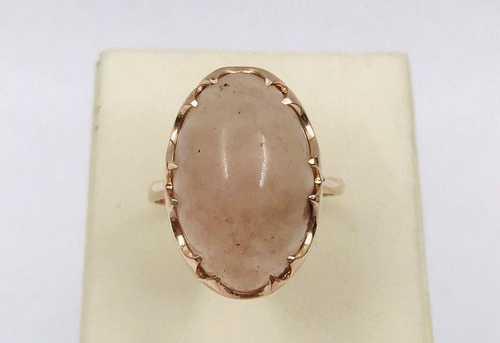 Золотое кольцо с розовым кварцем 583 пробы