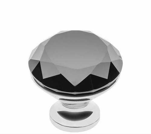 Ручка-кнопка хром, черный кристалл