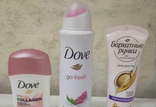 Дезодоранты dove, крем для рук