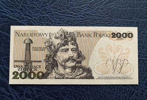 Банкнота Польши 2000 злотых 1982, UNC