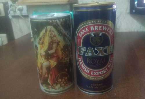 Две банки faxe и бутылки bud