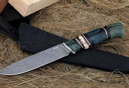 Нож Пантера сталь К340, карельская береза зеленая