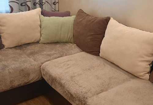 Большой угловой диван бу+2 кресла