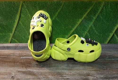 Сабо женские Crocs платформа артикул 01 салатовый