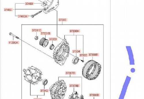 Генератора запчасти Solaris и Kia Rio Солярис Рио