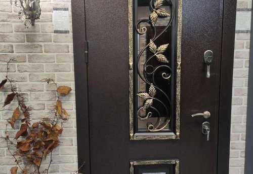 Дверь для дома Ковка орех 100мм