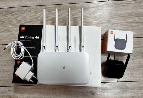 Роутер xiaomi 4A gigabit + Mi WiFi Amplifier PRO