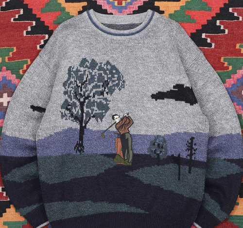 1990s / Vintage Golf All-Over Print Sweater свитер