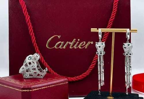 Серебряный комплект Cartier премиум качество