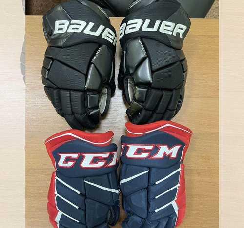 Краги хоккейные ccm, bauer бу