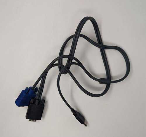 KVM кабель 2L-5201U, Aten с интерфейсами USB, VGA