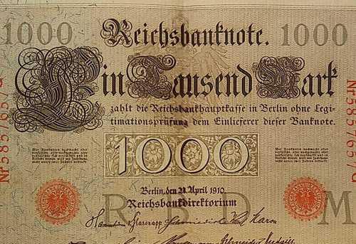 Германия 1000 марок 1910