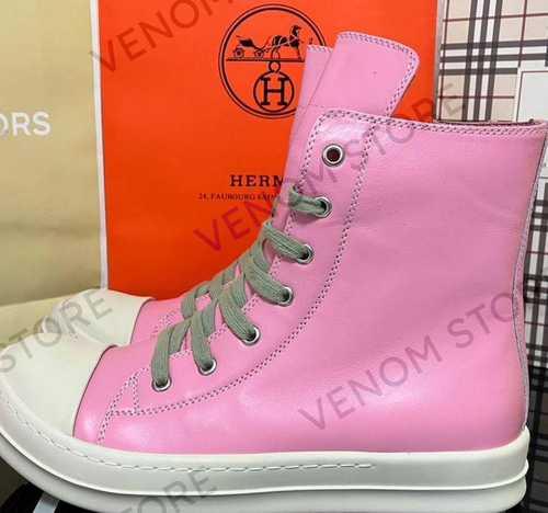 Rick Owens High Top Ramones Pop Pink