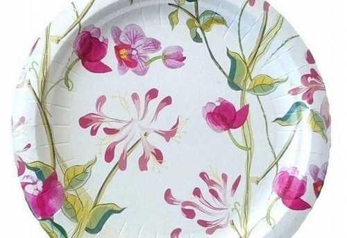 Набор одноразовых тарелок Цветы бумага 23 см, 6 шт