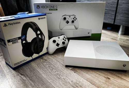 Xbox One s 1tb+ Наушники RIG 400HS+ Game pass