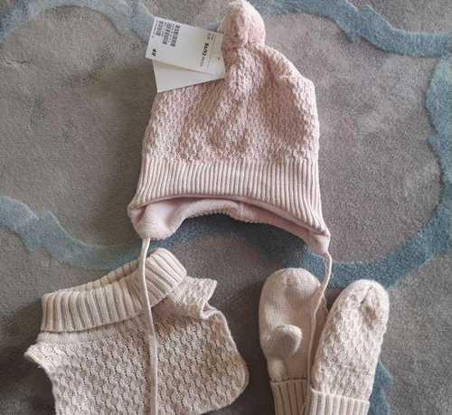 Комплект шапка, манижка и варежки H&M HM 86-92 р