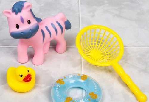 Набор игрушек для ванны «Сачок и игрушки», 4 шт