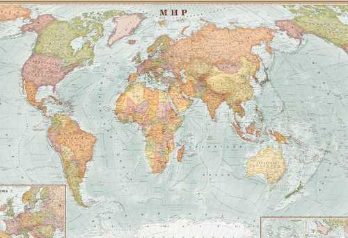 Настенная карта Мира. Огромная 2х3м