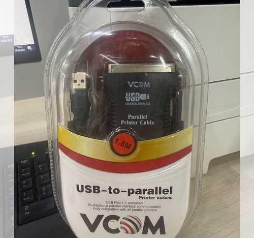 Кабель-адаптер Vcom USB A (вилка) /LPT (прямое под