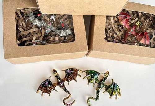 Брошь дракон в подарочной упаковке