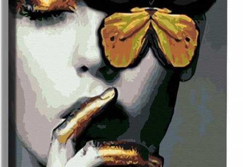 Картина по номерам портрет с золотой бабочкой