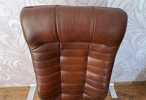 Кресло руководителя, кожа коричневая тг хром