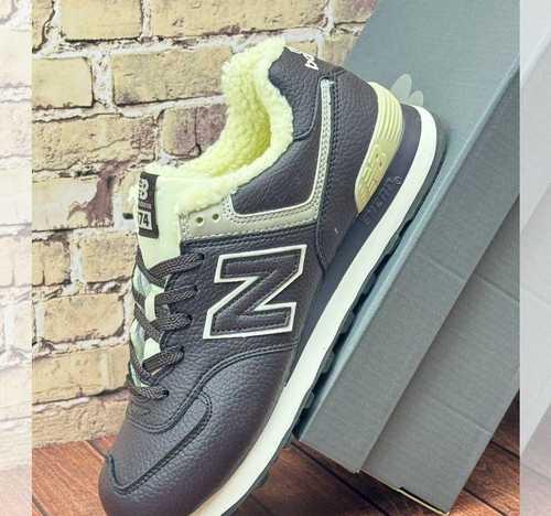 Кроссовки new balance 574 зимние кожаные