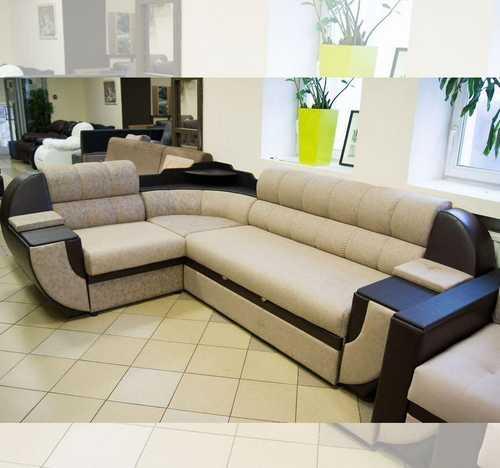 Угловой диван для отдыха с полками "Карина-7"