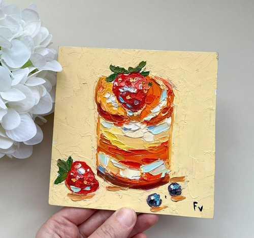 Картина маслом пирожное на кухню
