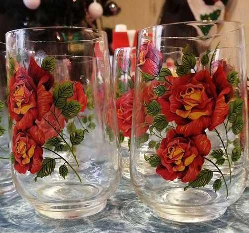 Стаканы стеклянные с рисунком
