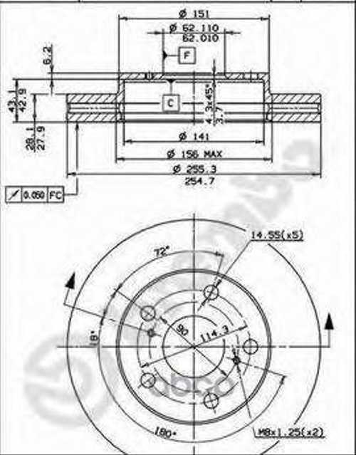 Диск тормозной Standard перед toyota camry