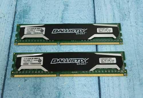 Комплект 8гб дд3 (2шт по 4гб 1600Mhz) Ballistix