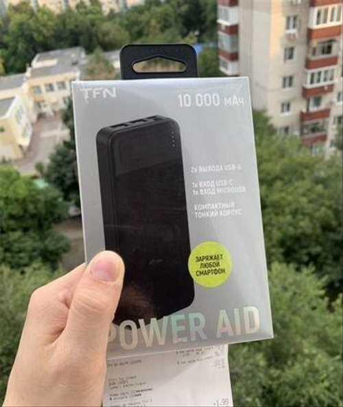 Повербанк TFN power aid 10000ah, новый с чеком