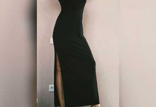 Вечернее платье длинное чёрное размер 44