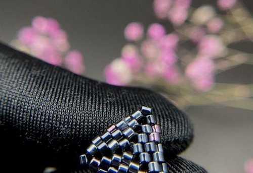 Серьги-гвоздики из японского бисера ручной работы