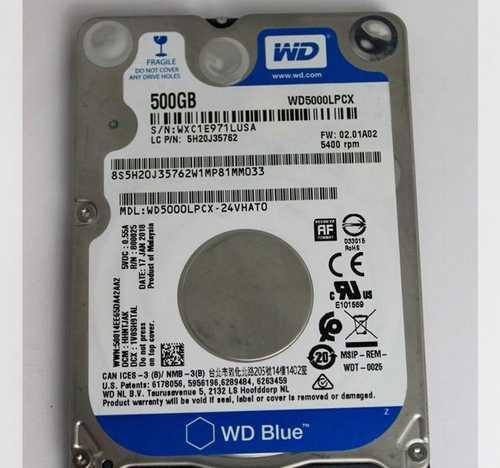 2.5" HDD 500 GB WDC Slim 3k наработка