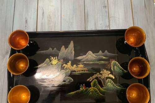 Поднос с чашечками, Вьетнам, живопись