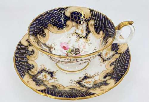 Чайная пара, ручная роспись. Англия, конец 19 века