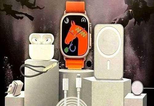 Подарочный набор 6в1 apple наушники smart watch