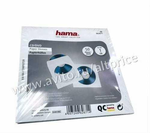Конверты Hama для CD/DVD, бумажные с прозрачным ок