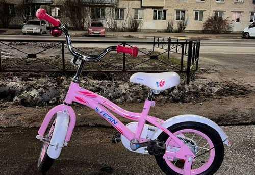Детский велосипед четырехколесный,розовый