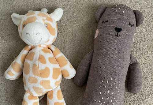Мягкие игрушки жираф медведь