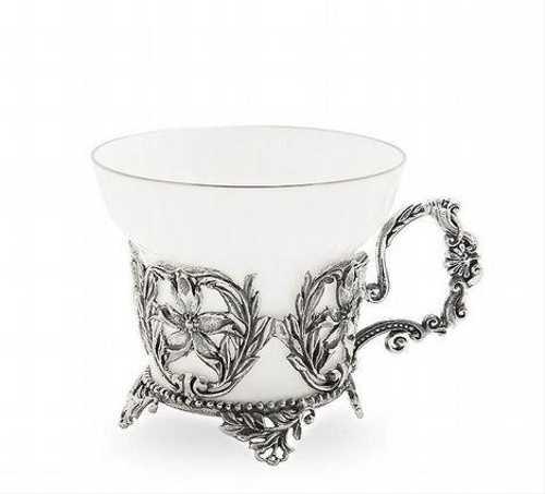 Чашка чайная «Симфония» серебро и фарфор