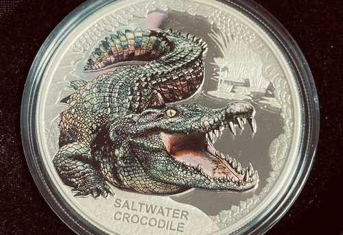 Серебряная монета Тувалу 2017 1 доллар Крокодил