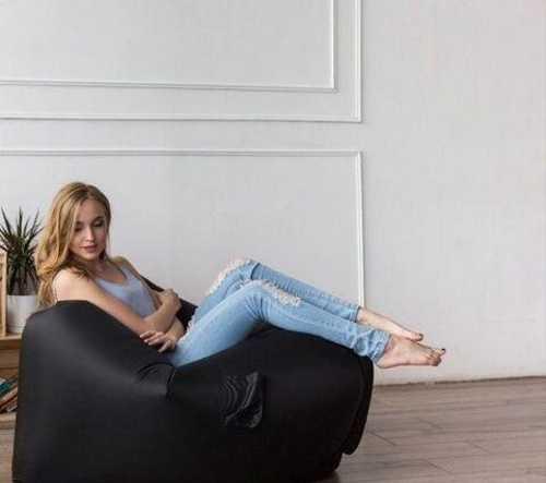 Кресло-лежак Ламзак с карманами черный