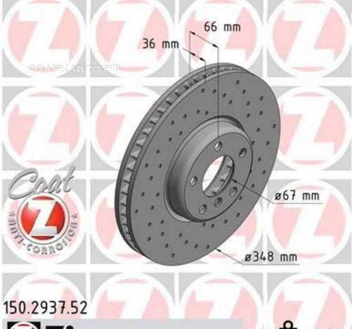 Диск торм.перед.перфорир. R sport coat Z Zimmermann 150293752