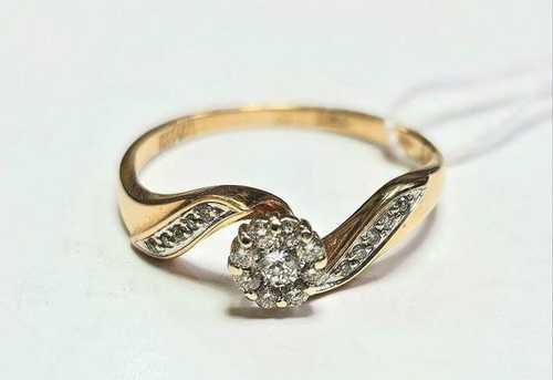 Золотое кольцо с бриллиантами 585 проба 16,5 р-р