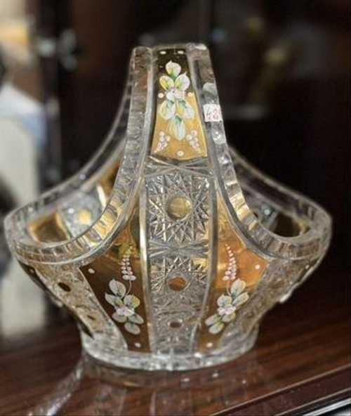 Хрустальная ваза корзинка Богемия