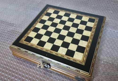 Шахматная доска без фигур, мини, 25х25 см, арт.006