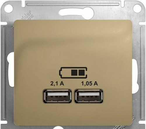 Розетка двойная Schneider Electric Glossa USB тип